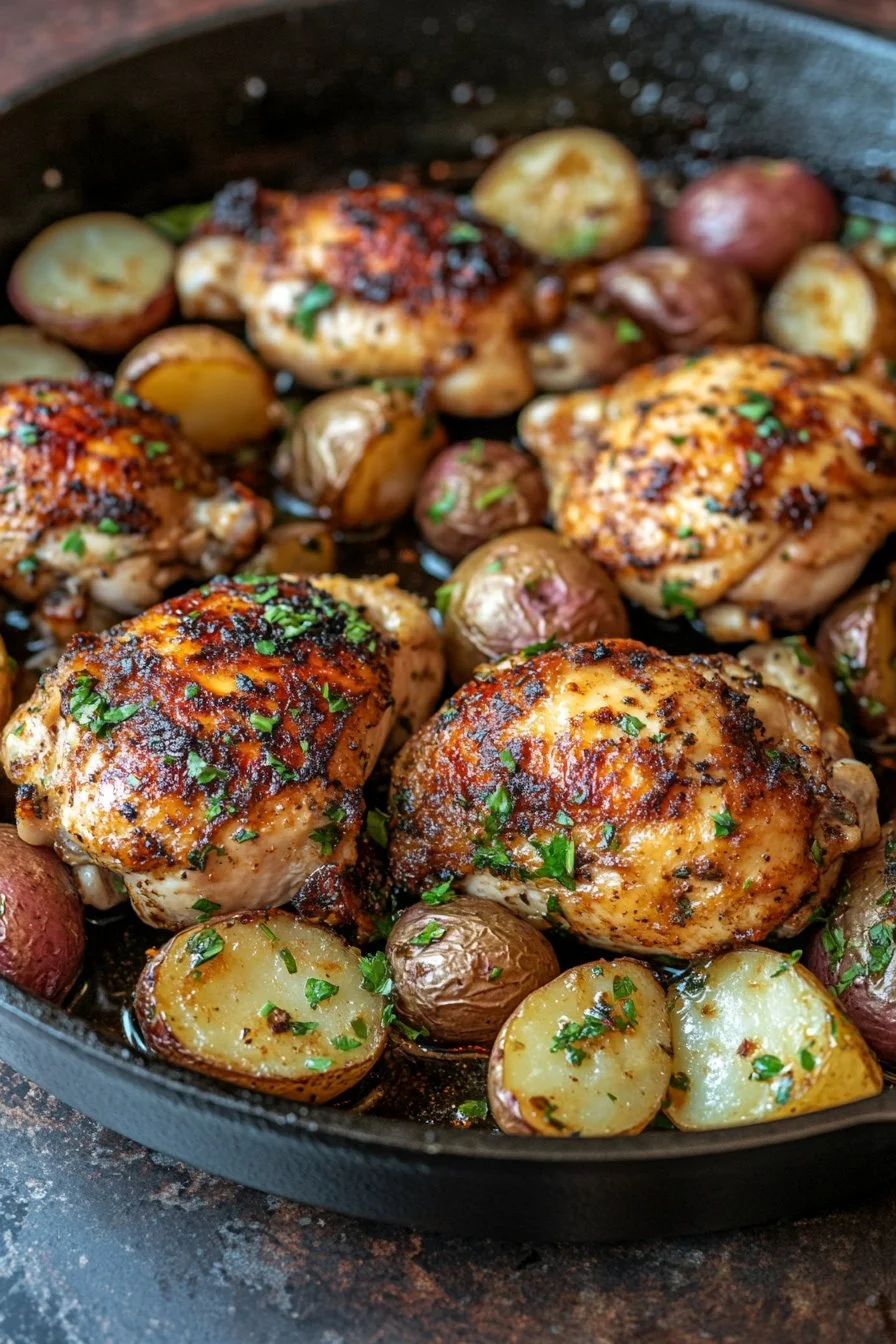 Garlic Butter Chicken and Potatoes Skillet